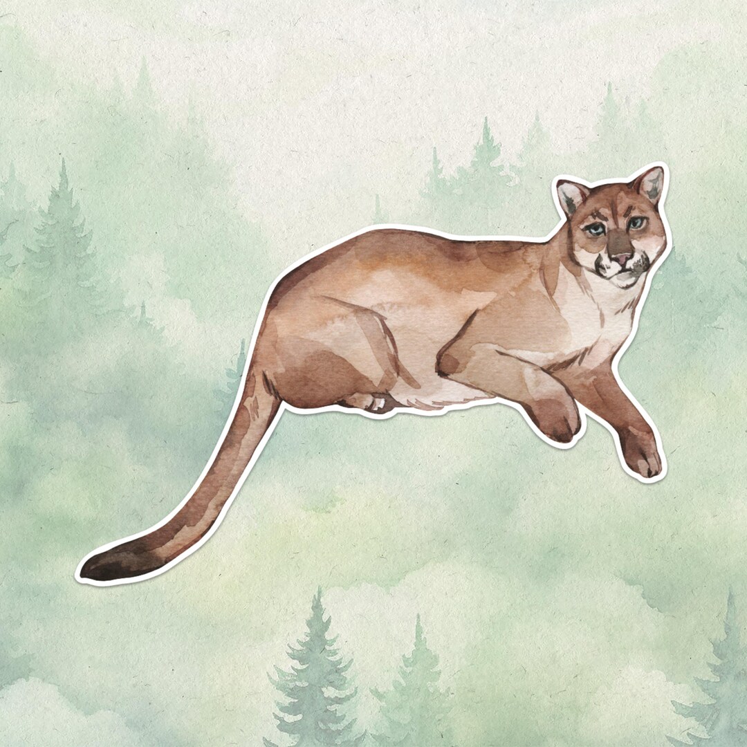 Waterproof Vinyl Puma Sticker, Cute Animal Lover Gift, Great Decal for ...