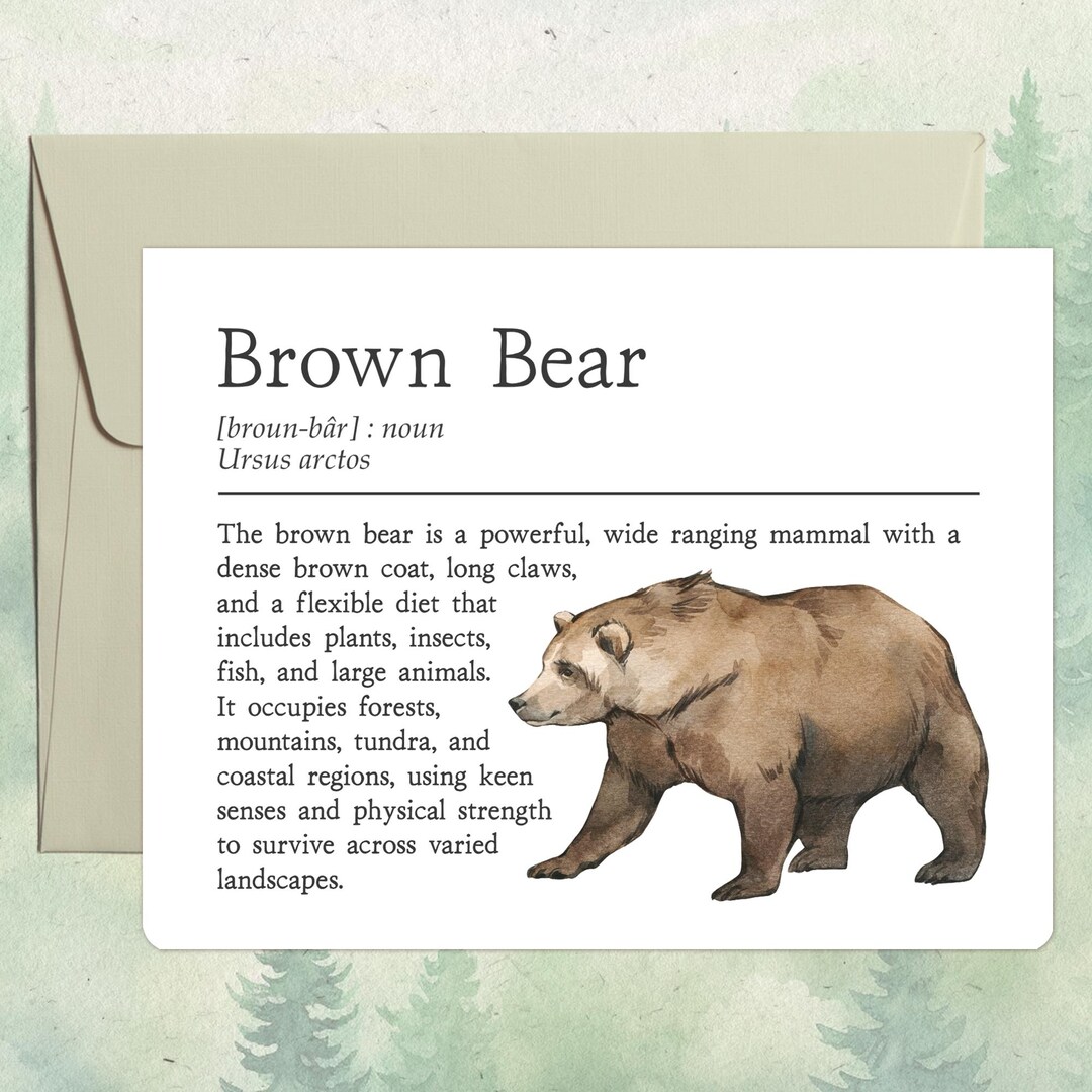 Handmade Brown Bear Card, Cute Animal Lover Gift, Dictionary Definition ...