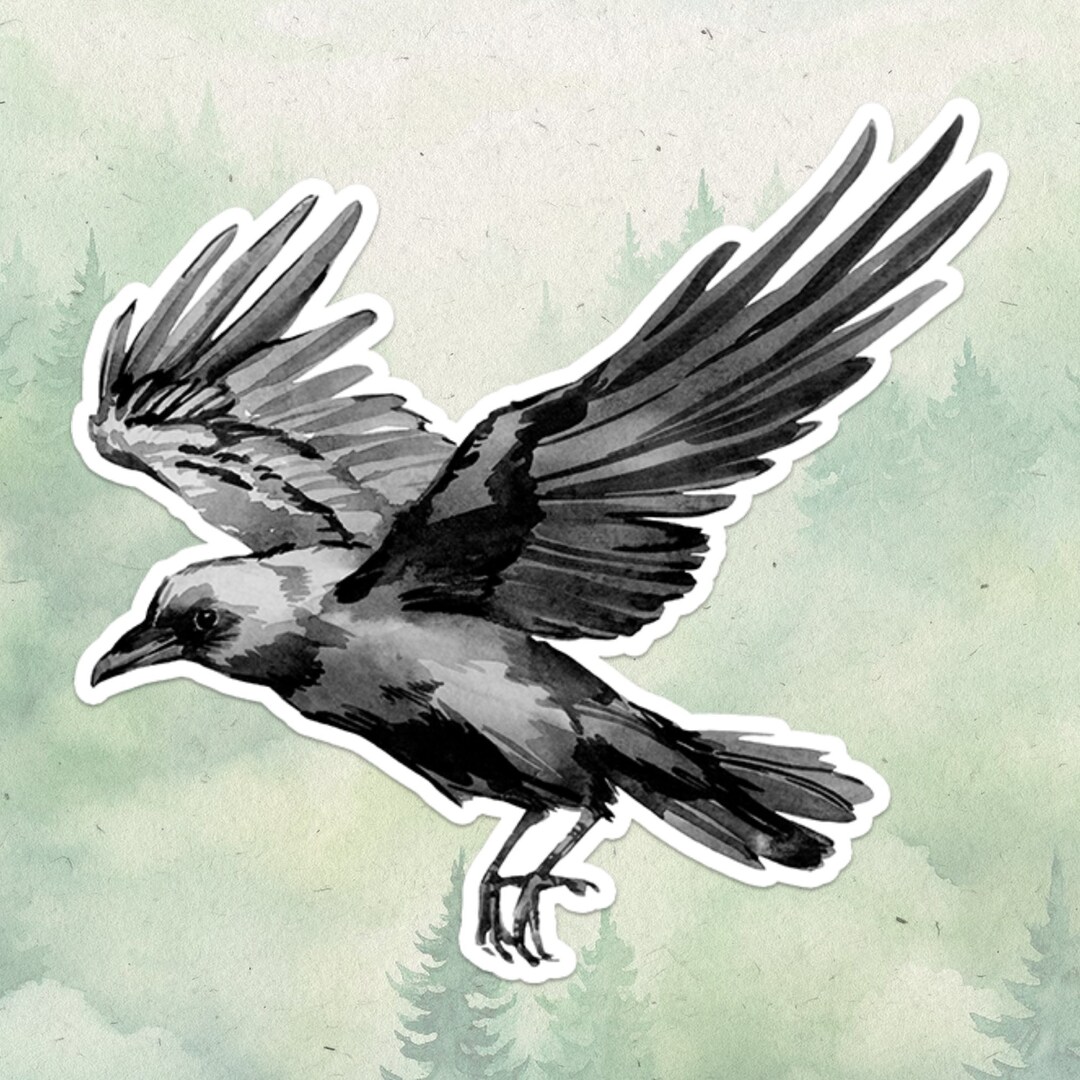 Crow Sticker, Waterproof Vinyl Decal, Bird Sticker - Etsy