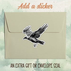 Crow Card. Personalized Handmade Greeting Card. Bird Card and Sticker ...