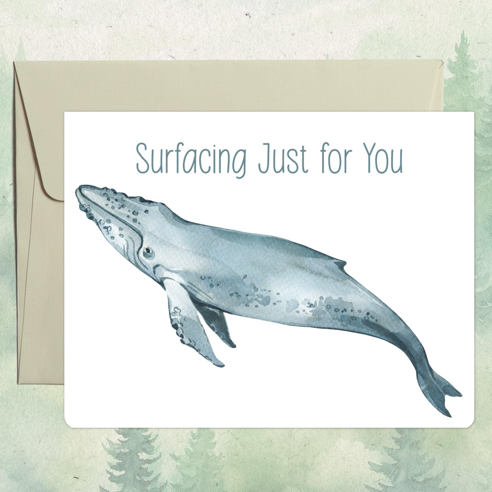 Custom Handmade Humpback Whale Card, Cute Animal Lover Gift ...