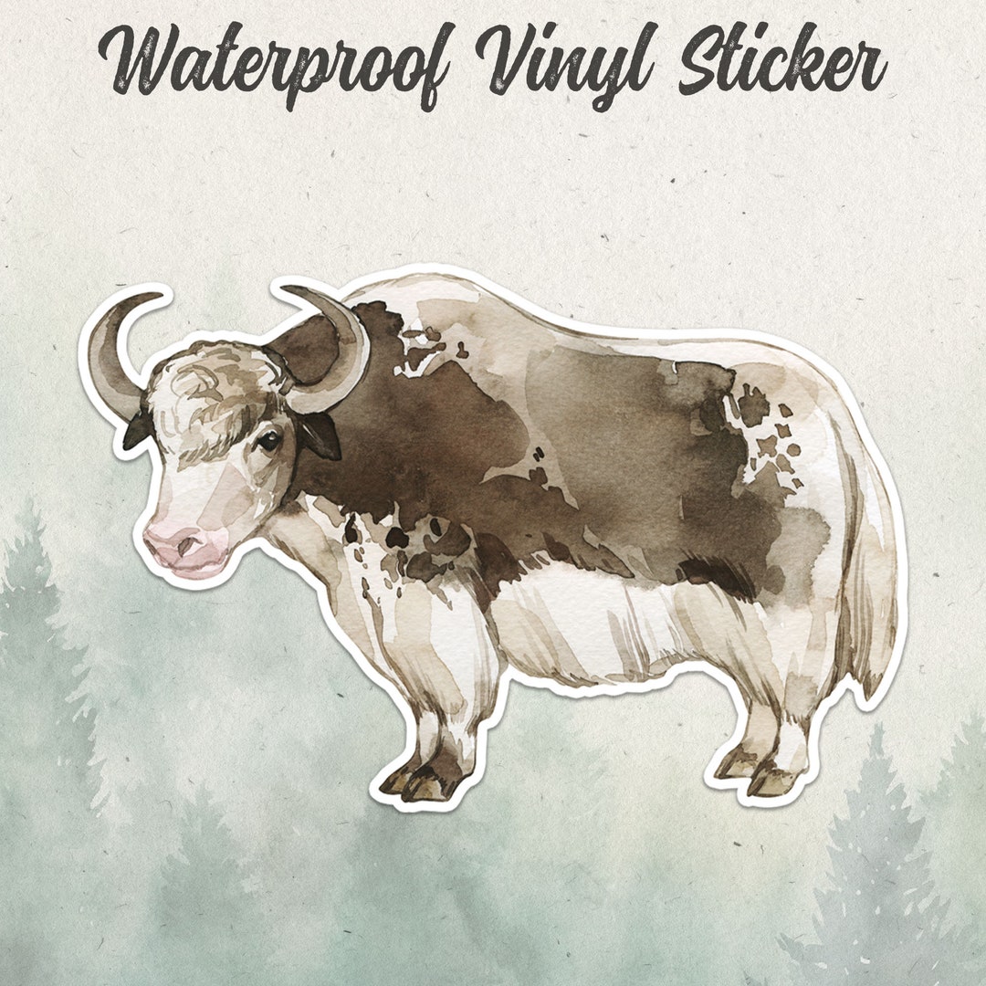 Yak Sticker Waterproof Vinyl Decal Watercolor - Etsy