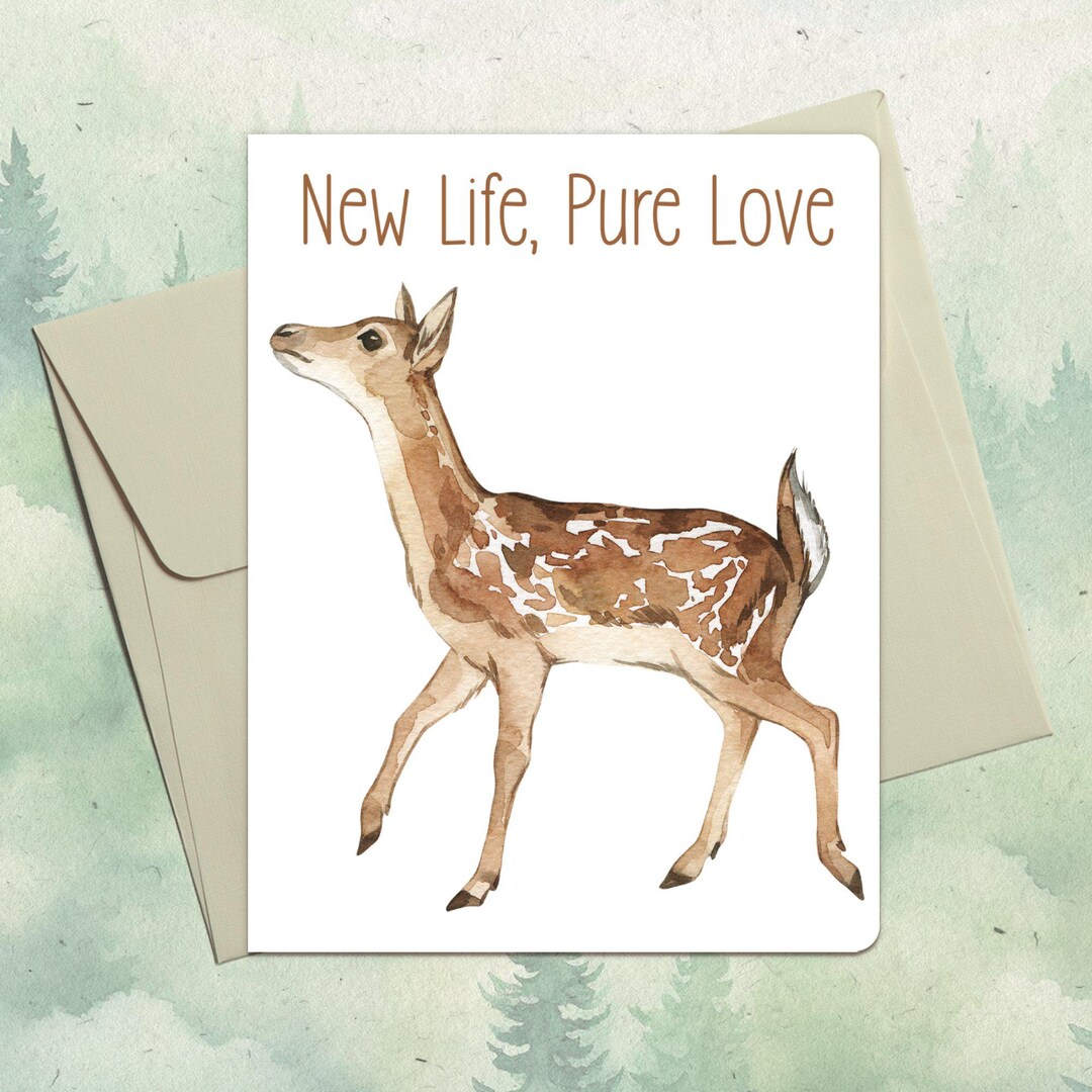 Custom Handmade Roe Deer Card, Cute Animal Lover Gift, Personalized ...