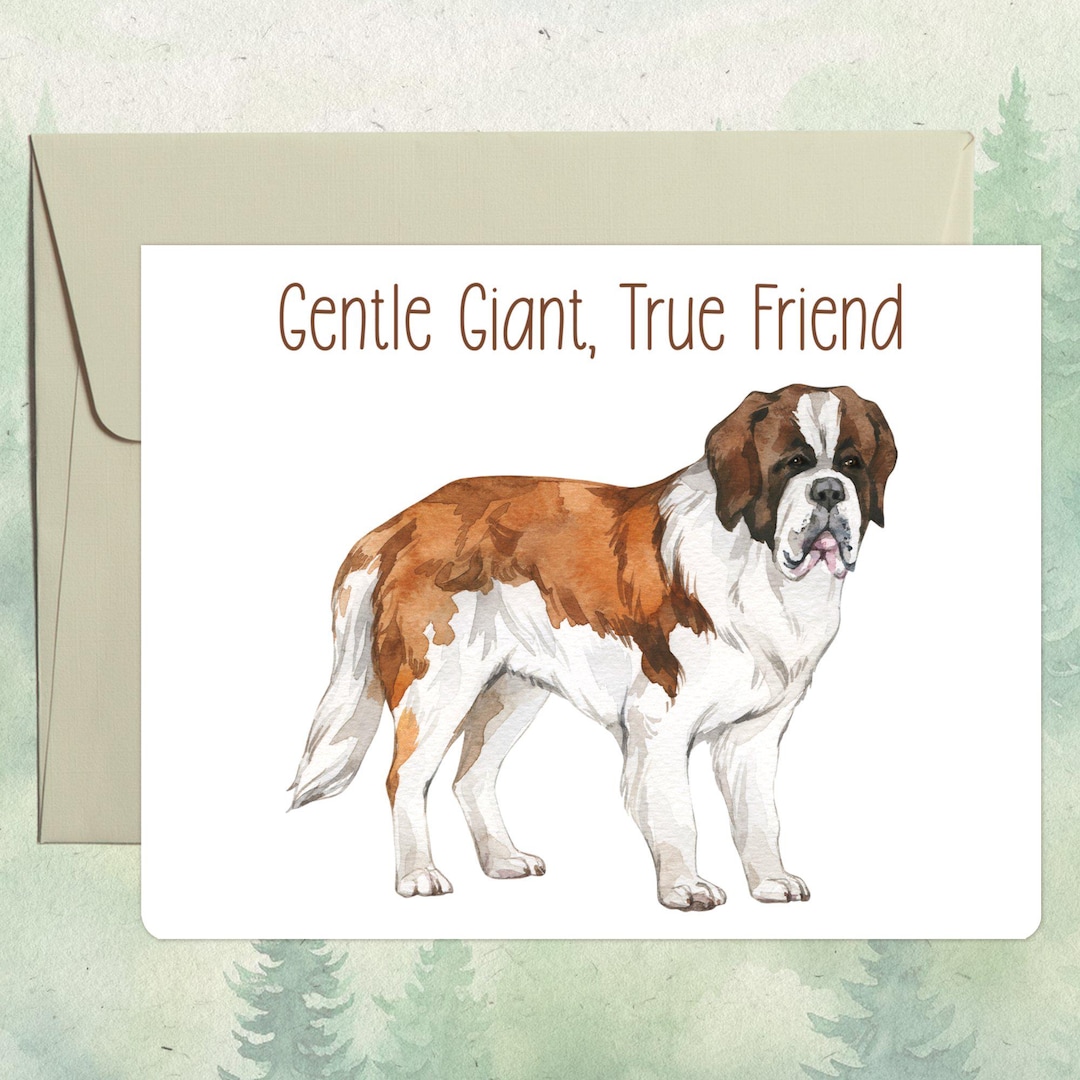 Custom Handmade St. Bernard Card, Cute Pet Lover Gift, Personalized Dog ...