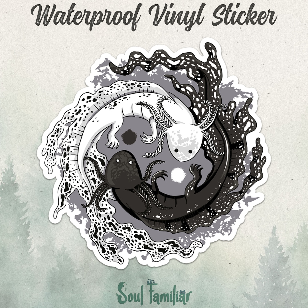 Axolotl Sticker Waterproof Vinyl Decal Yin Yang - Etsy