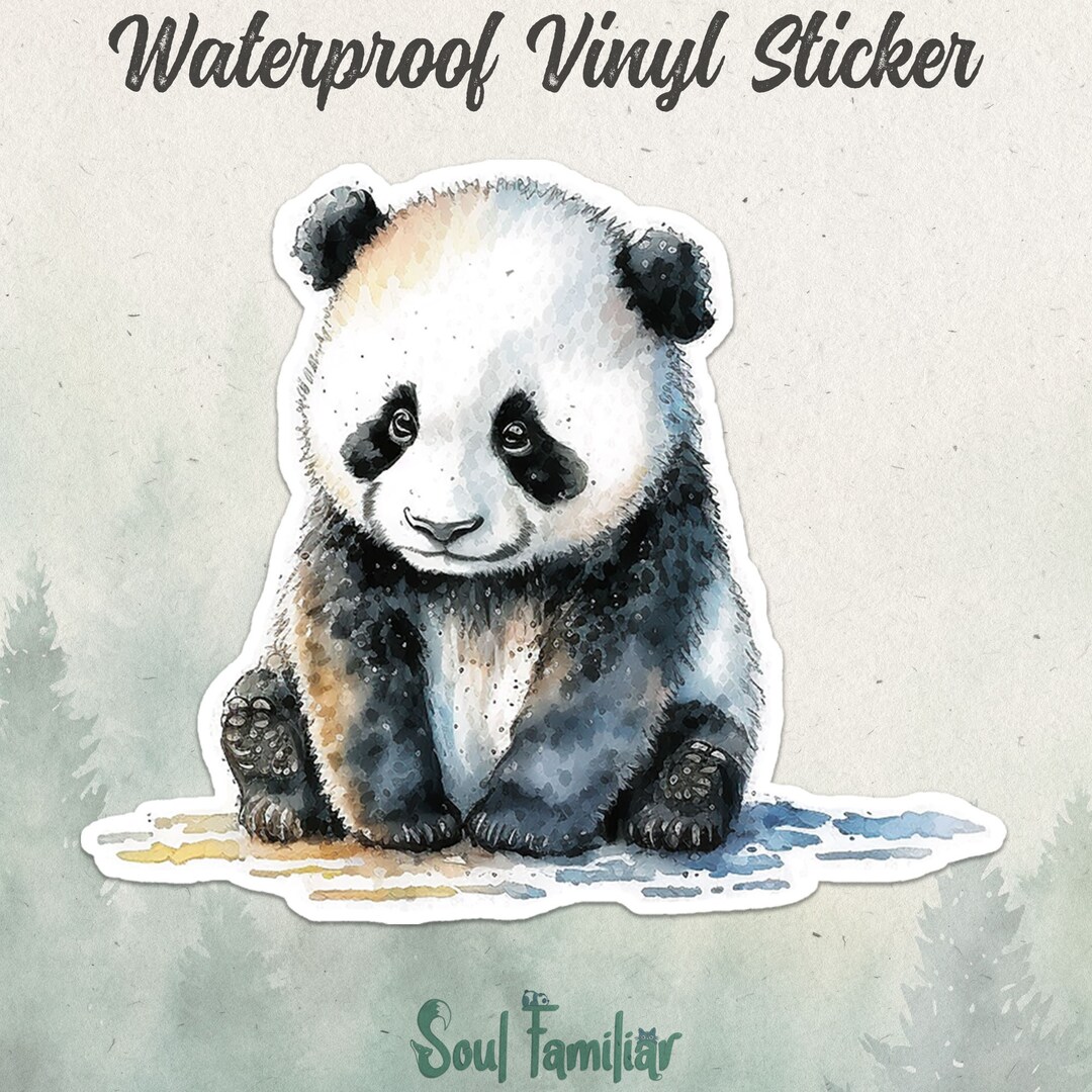 Panda Sticker Waterproof Vinyl Decal Watercolor - Etsy