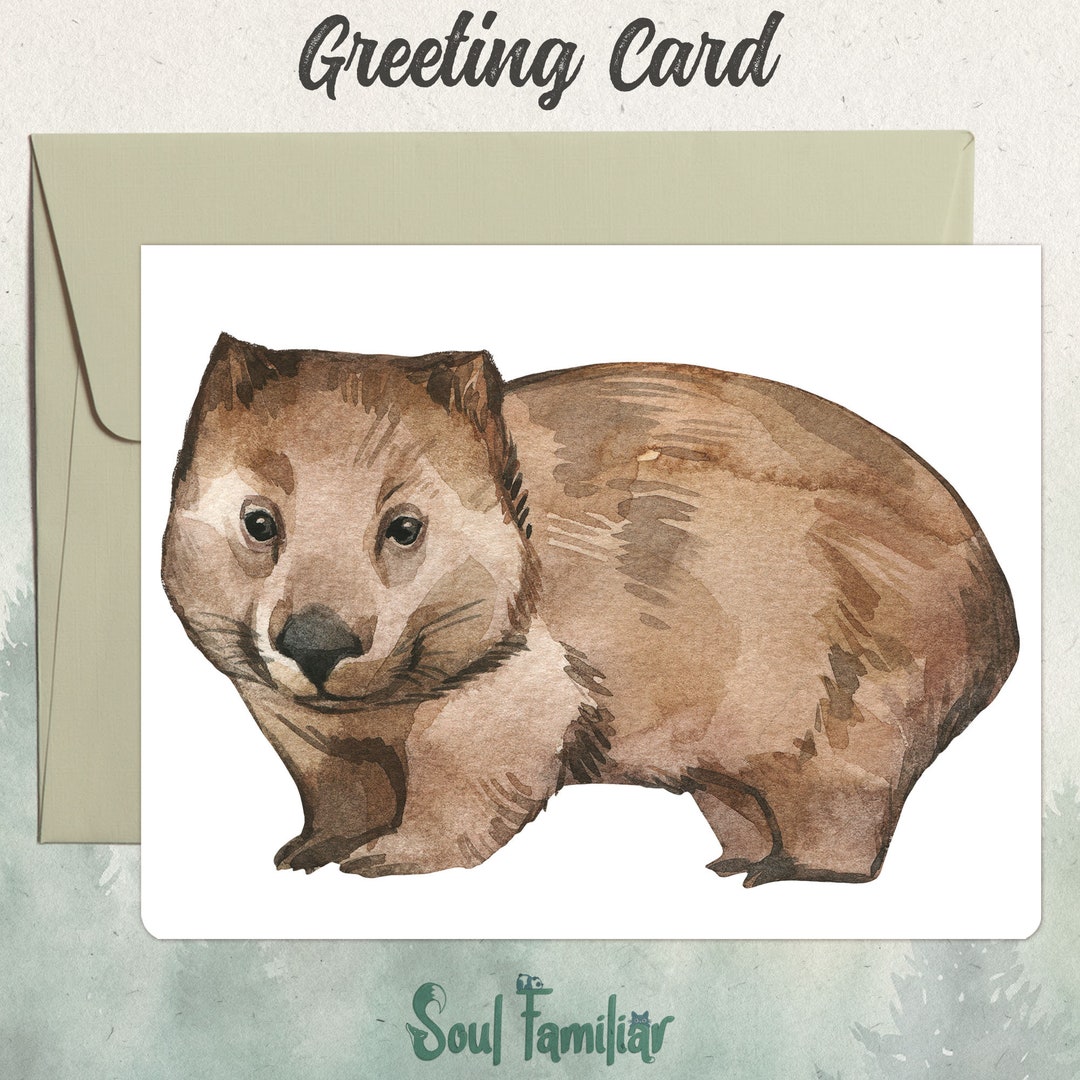 Wombat Greeting Card, Watercolor Wombat Art, Blank Inside - Etsy