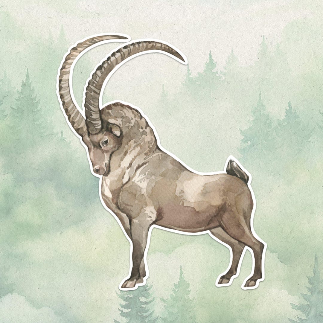 Waterproof Vinyl Alpine Ibex Sticker, Cute Goat Lover Gift, Great Decal ...