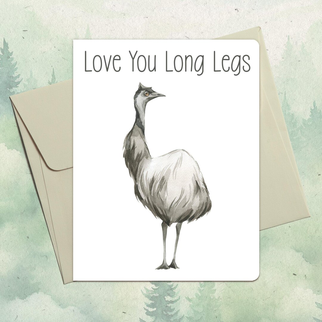 Custom Handmade Emu Card, Cute Animal Lover Gift, Personalized Animal ...
