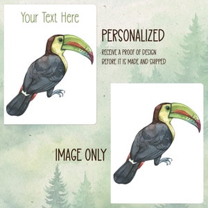 Toucan Card. Personalized Handmade Greeting Card. Bird Card and Sticker ...