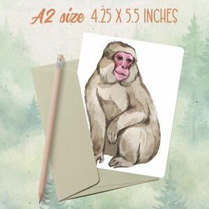 Custom Handmade Macaque Card, Cute Animal Lover Gift, Personalized ...