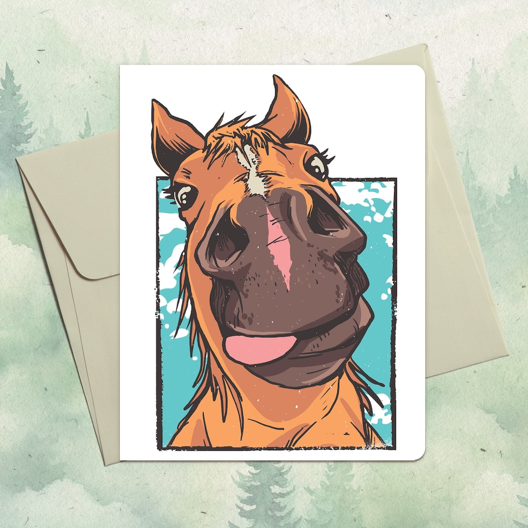 Horse Card. Handmade Greeting Card. Friendly - Etsy