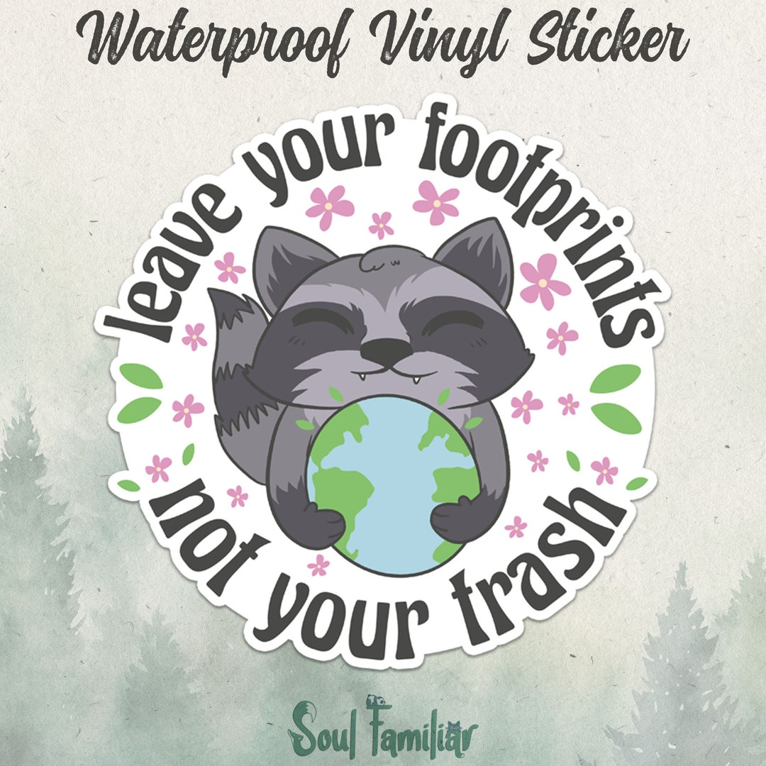 Raccoon Sticker Waterproof Vinyl Decal Leave Your Footprints - Etsy