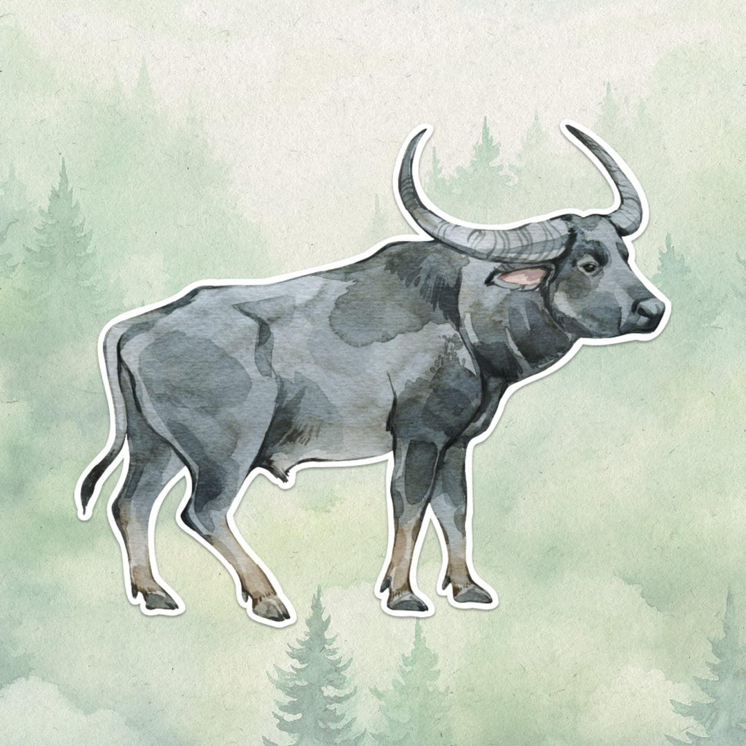 Waterproof Vinyl Buffalo Sticker, Cute Animal Lover Gift, Great Decal ...