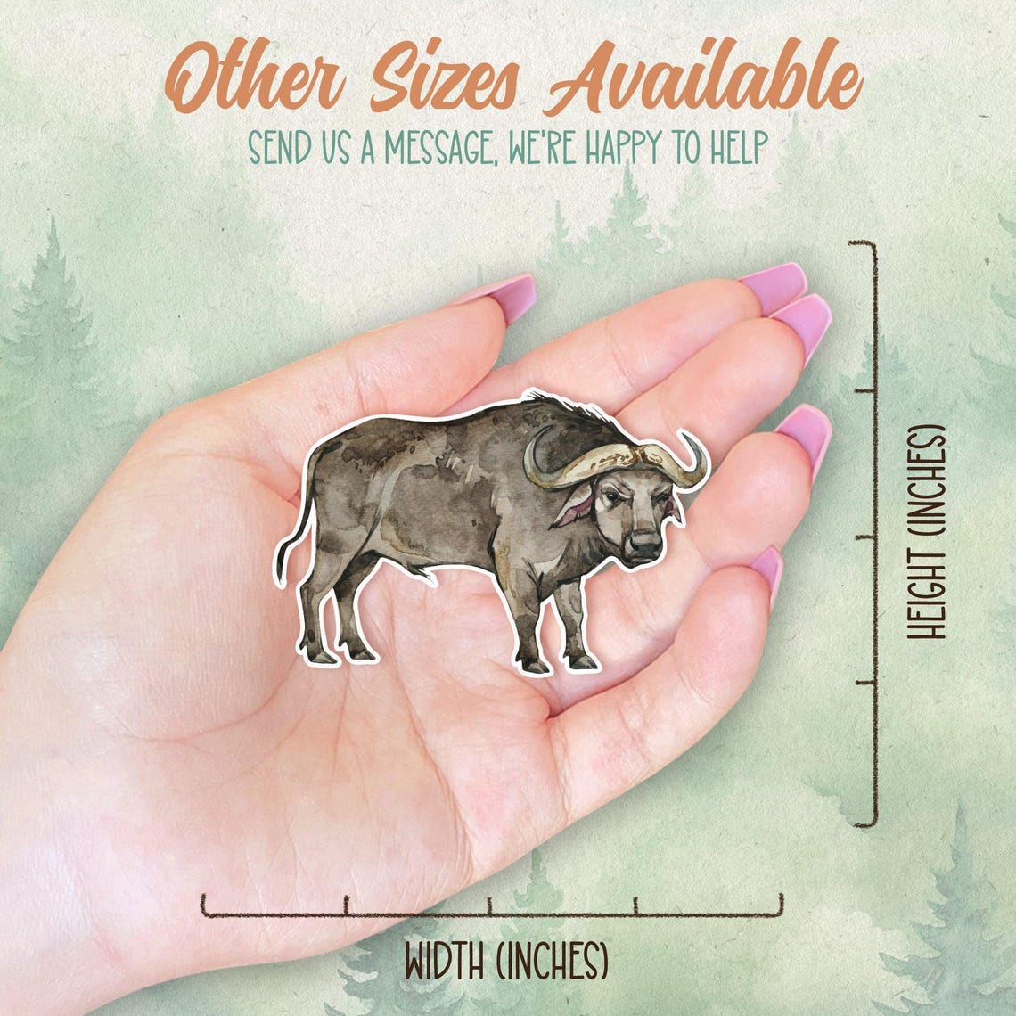 Waterproof Vinyl Buffalo Sticker, Cute Animal Lover Gift, Great Decal ...