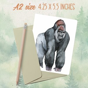 Gorilla Card. Personalized Handmade Greeting Card. Ape Card and Sticker ...