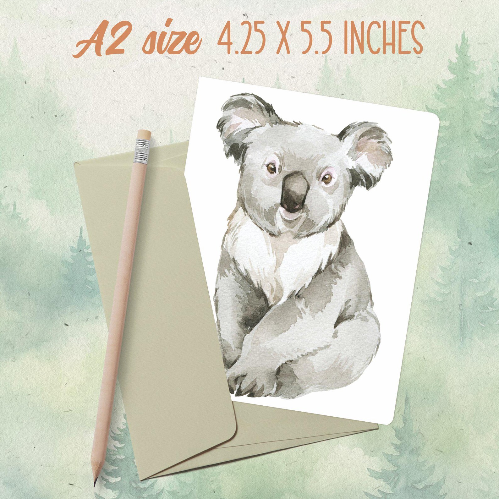 Custom Handmade Koala Card, Cute Animal Lover Gift, Personalized Animal ...