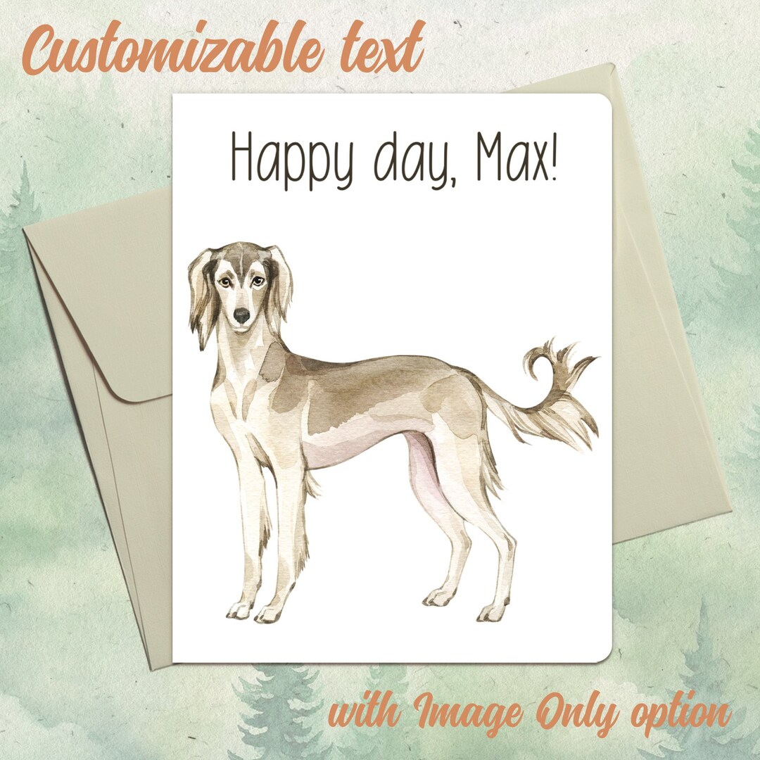 Saluki Card. Personalized Handmade Greeting Card. Dog Card and Sticker - Etsy