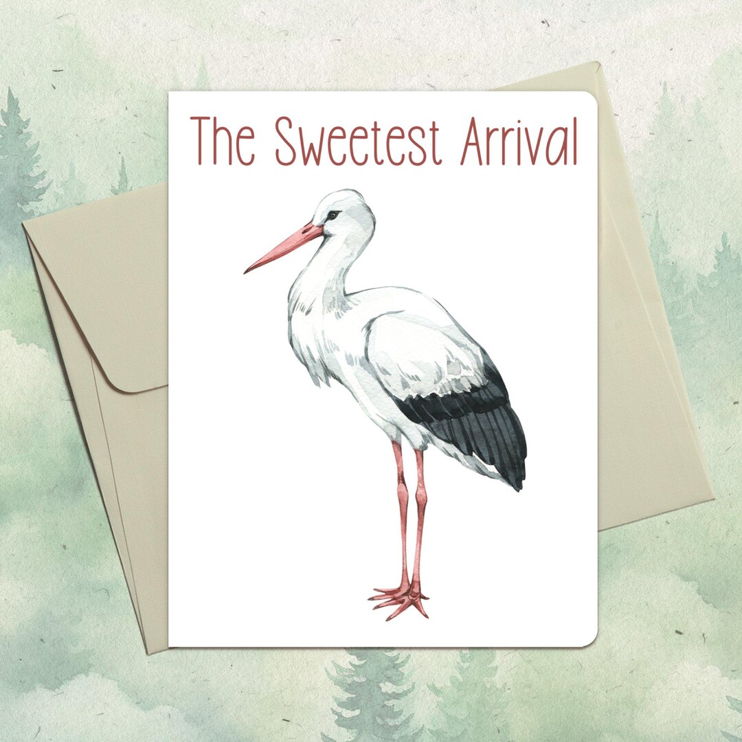 Custom Handmade Stork Card, Cute Animal Lover Gift, Personalized Bird ...