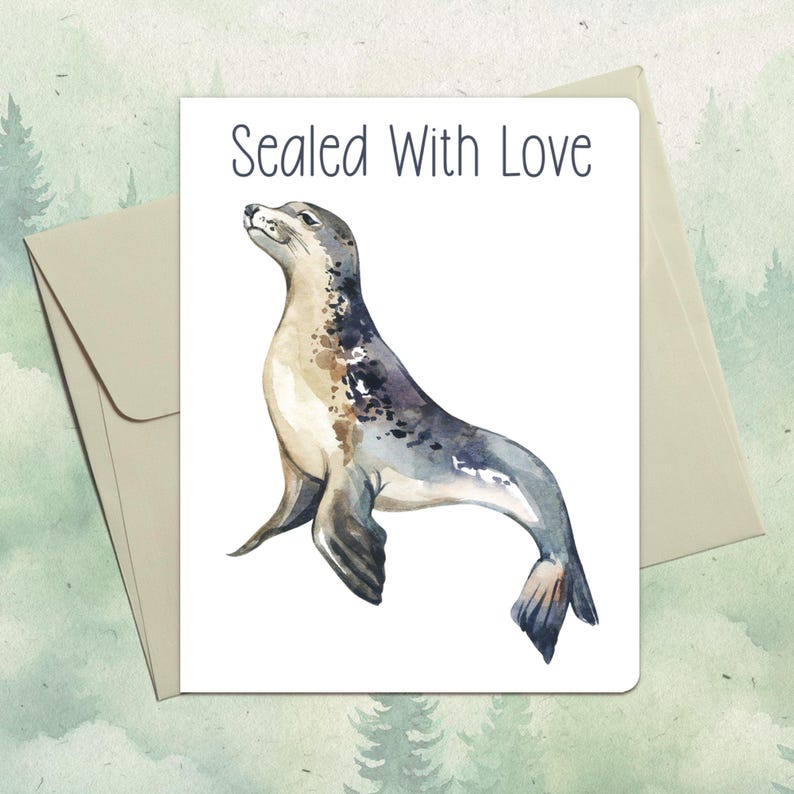 Custom Handmade Fur Seal Card, Cute Animal Lover Gift, Personalized ...