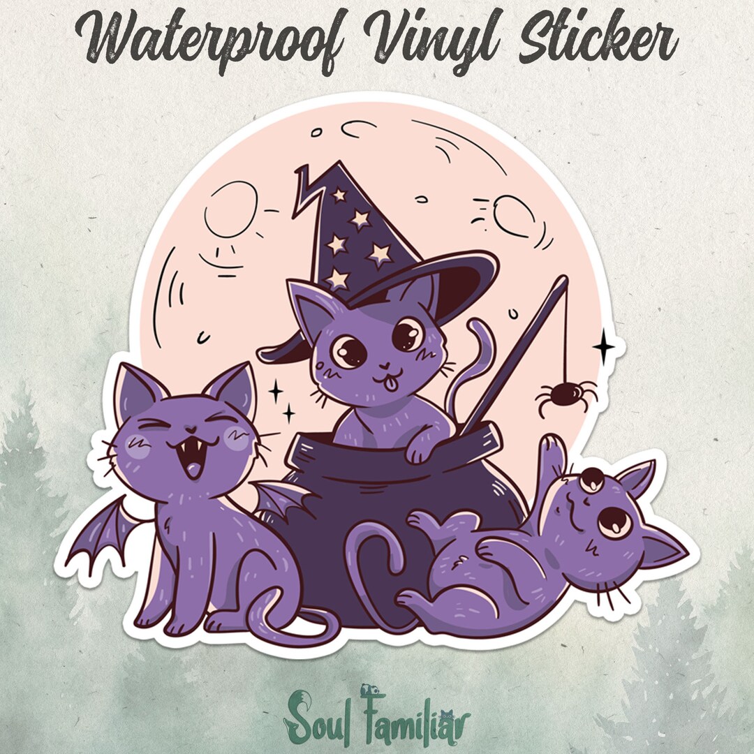 Cat Sticker Waterproof Vinyl Decal Witchy - Etsy