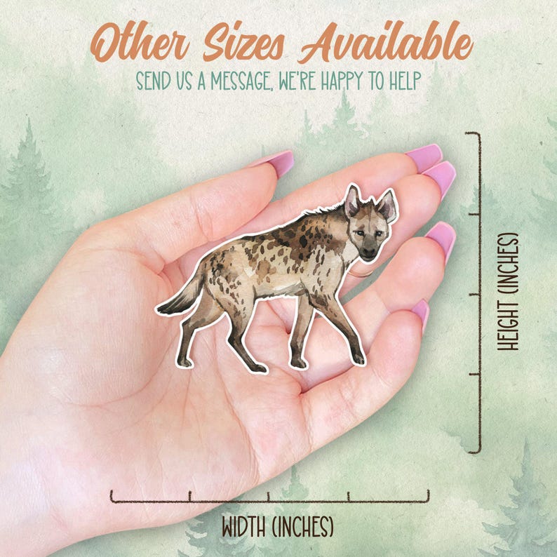 Waterproof Vinyl Hyena Sticker, Cute Animal Lover Gift, Great Decal for ...