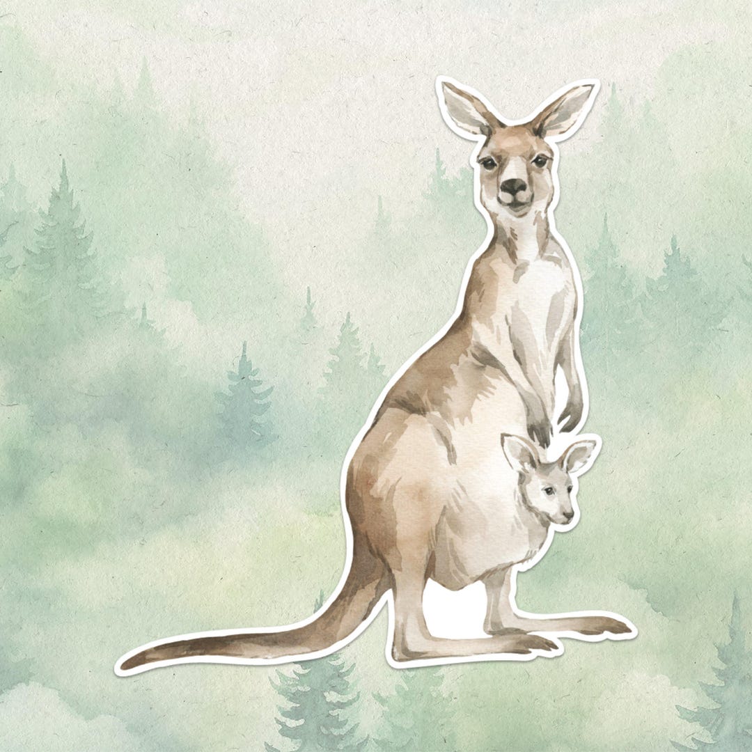 Waterproof Vinyl Kangaroo Sticker, Cute Animal Lover Gift, Great Decal ...