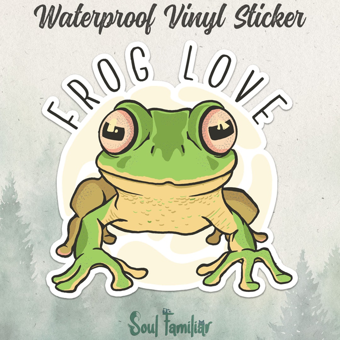 Frog Sticker, Waterproof Vinyl Decal, Frog Love - Etsy