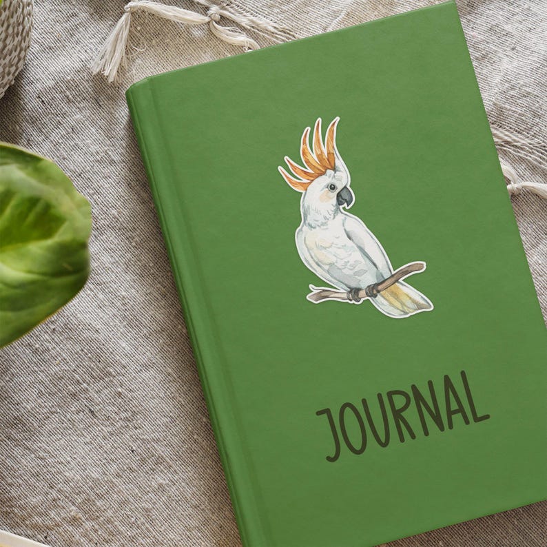 Waterproof Vinyl Cockatoo Sticker, Cute Bird Lover Gift, Great Decal ...