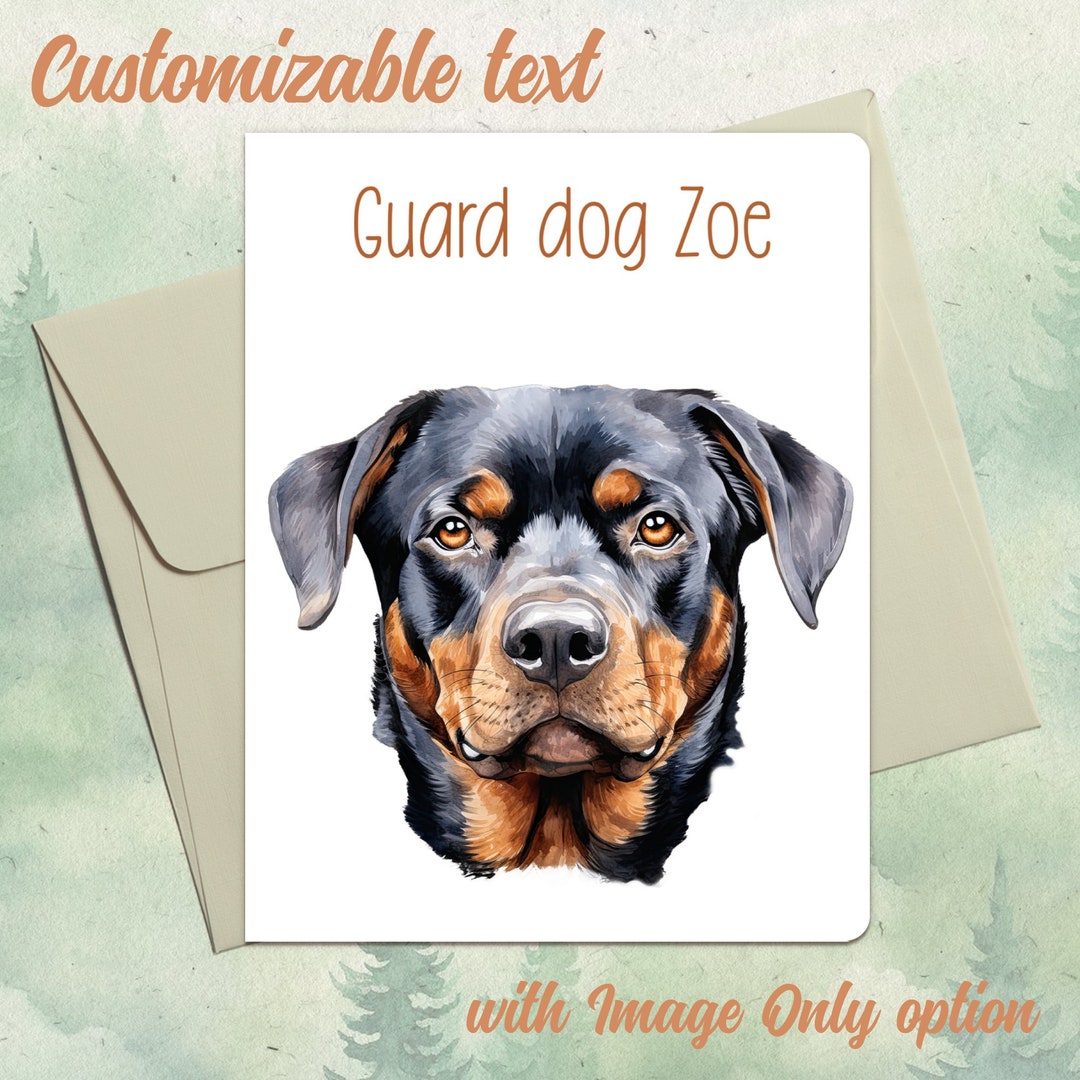 Rottweiler Card. Personalized Handmade Greeting Card. Dog Card and ...