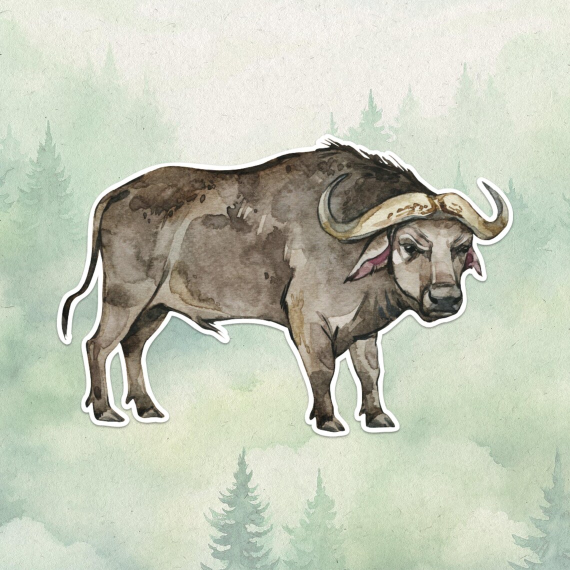 Waterproof Vinyl Buffalo Sticker, Cute Animal Lover Gift, Great Decal ...