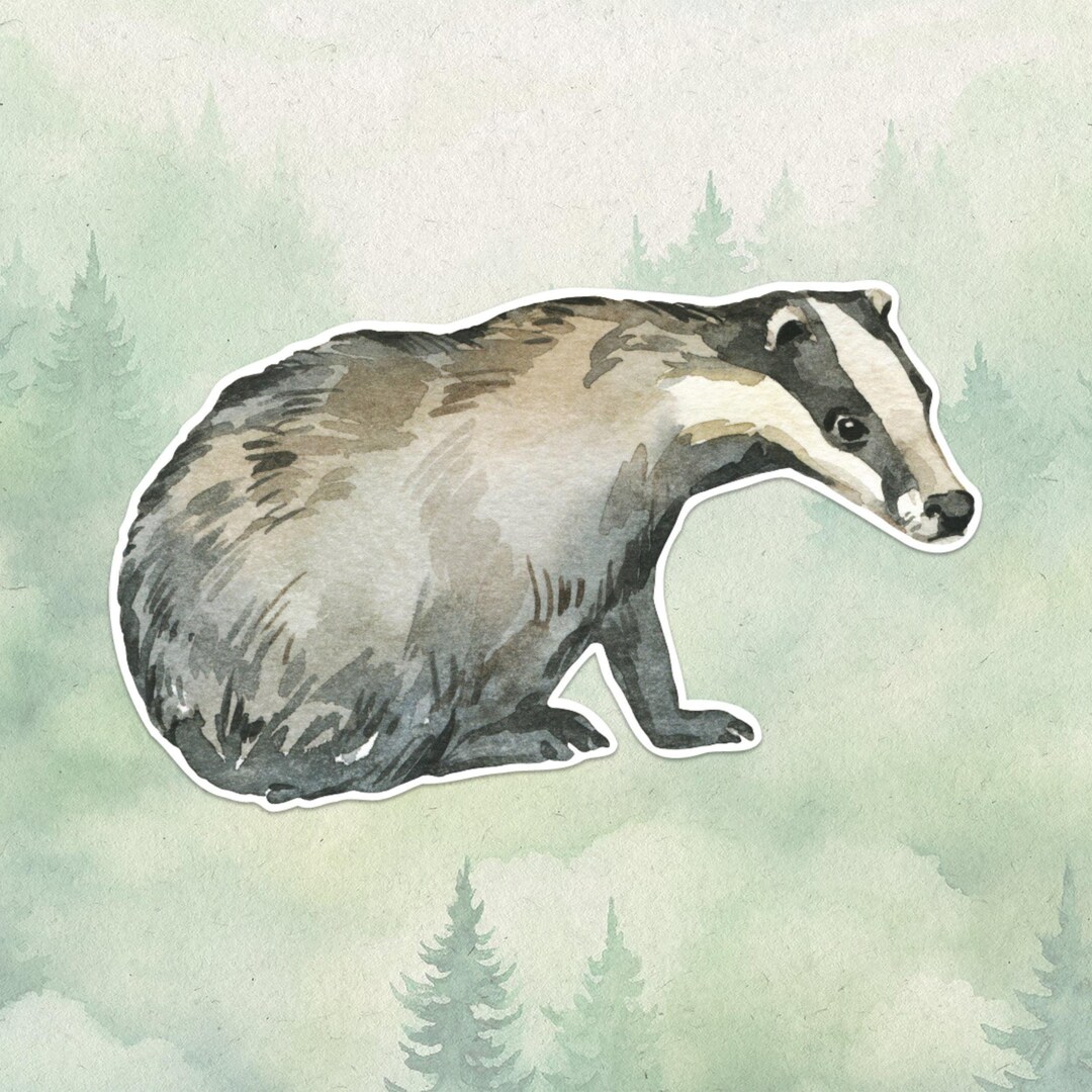 Waterproof Vinyl Badger Sticker, Cute Animal Lover Gift, Great Decal ...