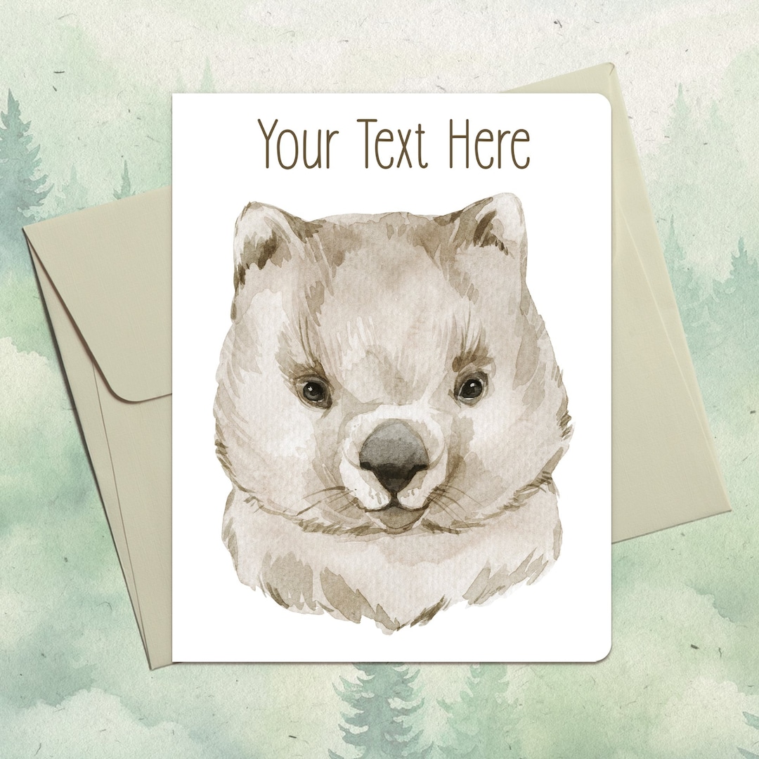 Wombat Card. Personalized Handmade Greeting Card. Animal Lover Gifts - Etsy