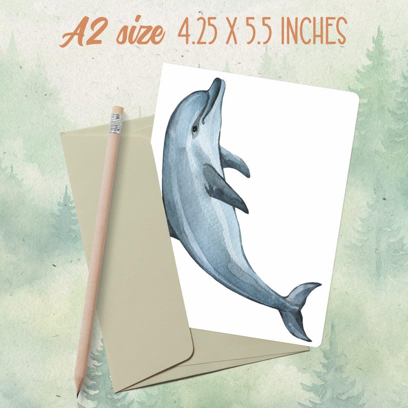 Custom Handmade Dolphin Card, Cute Animal Lover Gift, Personalized ...
