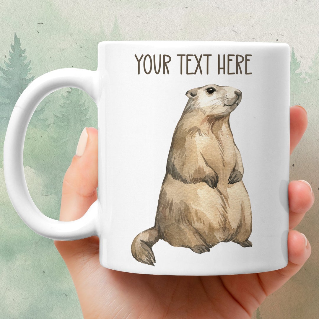 Marmot Mug - Personalized Ceramic Coffee Mug - Watercolor - Etsy