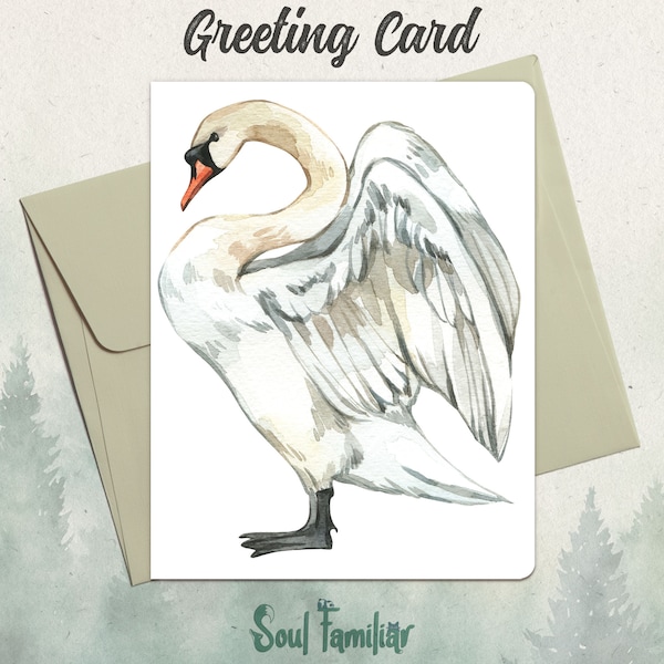 Swan Greeting Card - Etsy