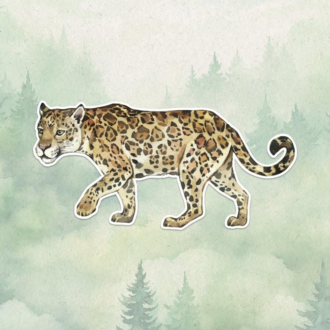Waterproof Vinyl Jaguar Sticker, Cute Animal Lover Gift, Great Decal ...