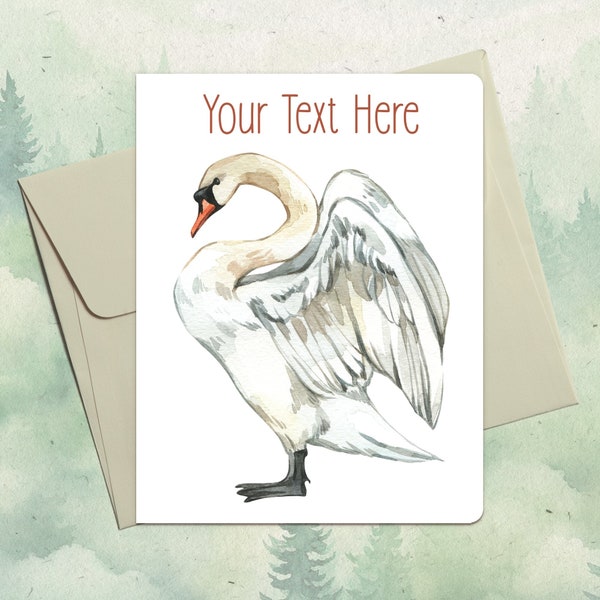 Swan Greeting Card - Etsy