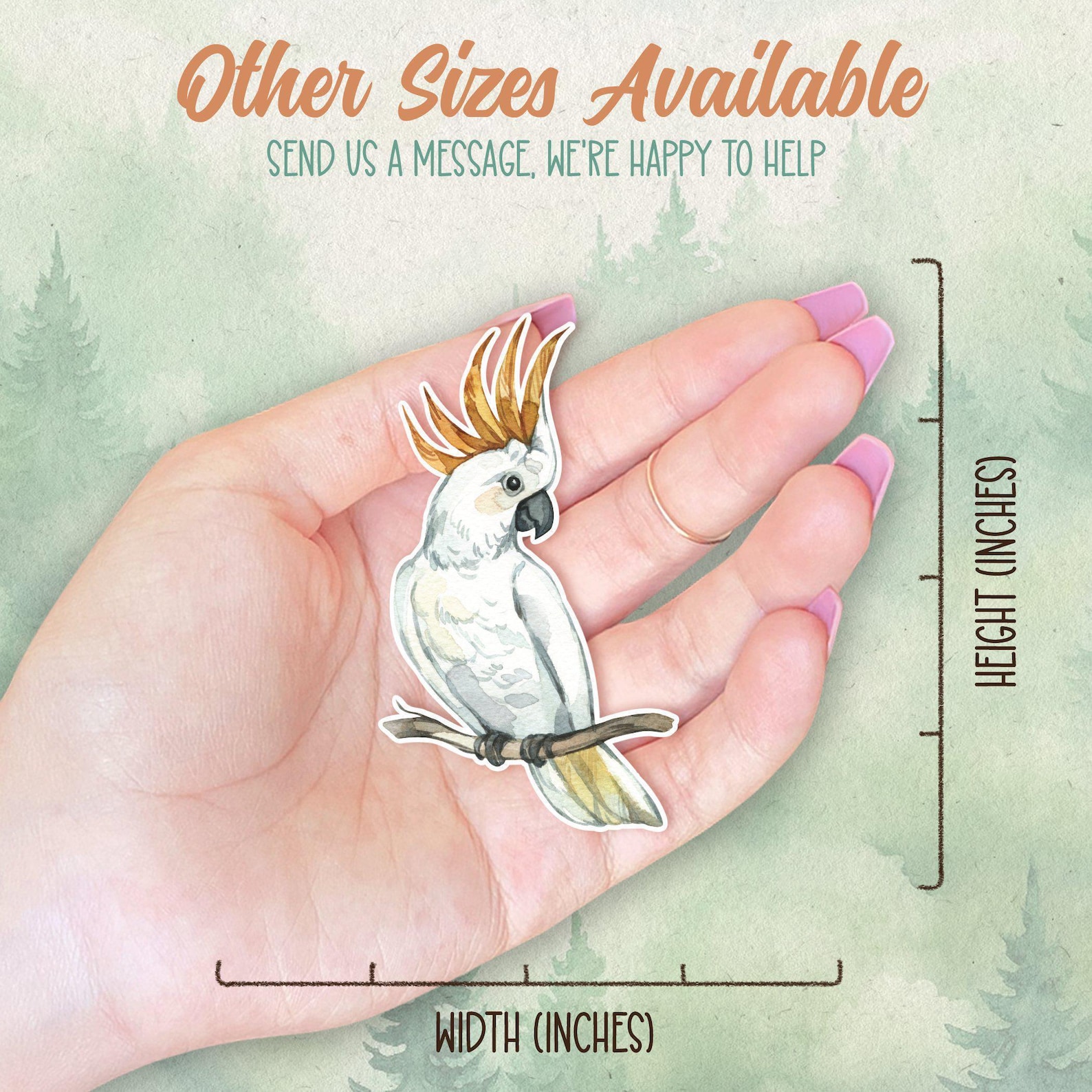 Waterproof Vinyl Cockatoo Sticker, Cute Bird Lover Gift, Great Decal ...