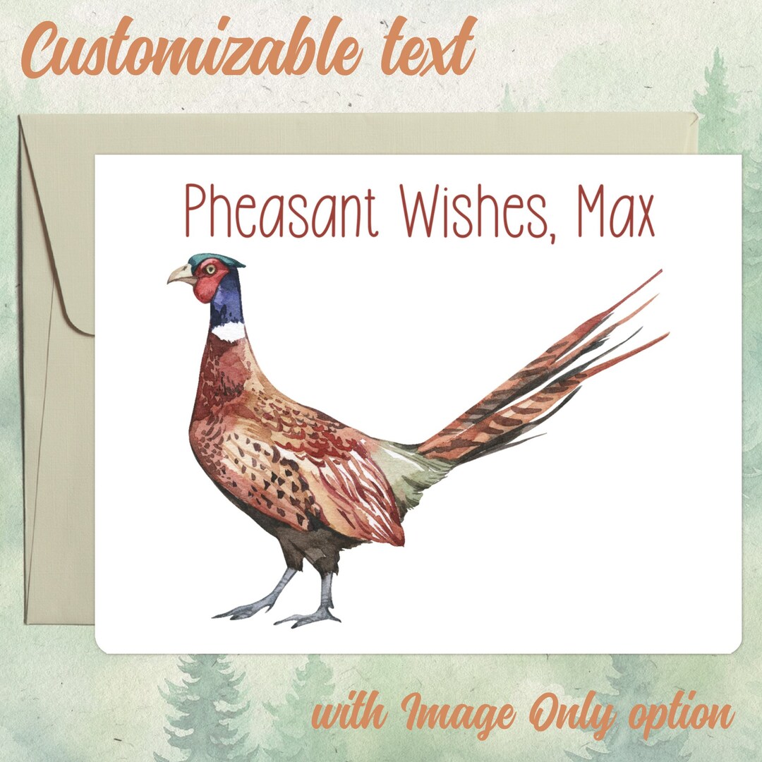 Pheasant Card. Personalized Handmade Greeting Card. Bird Card and ...