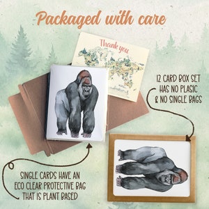 Gorilla Card. Personalized Handmade Greeting Card. Ape Card and Sticker ...