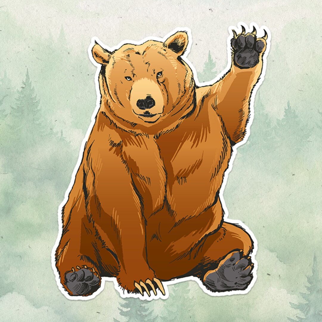Grizzly Bear Sticker, Waterproof Vinyl Decal, Bear Sticker - Etsy