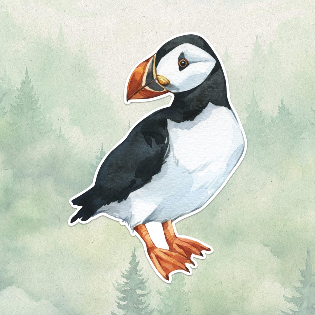 Waterproof Vinyl Puffin Sticker, Cute Bird Lover Gift, Great Decal for ...