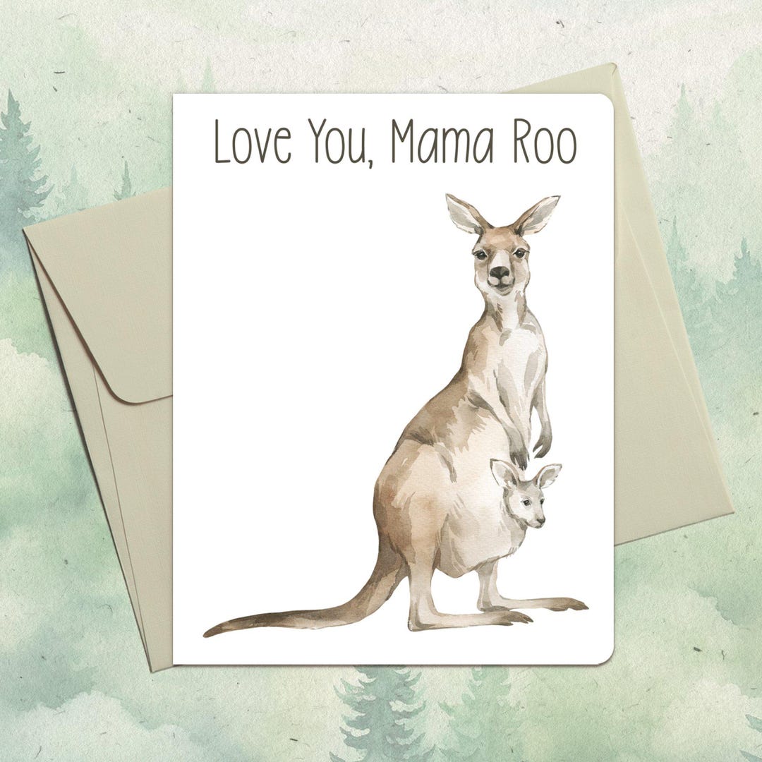 Custom Handmade Kangaroo Mother's Day Card, Cute Animal Lover Gift ...