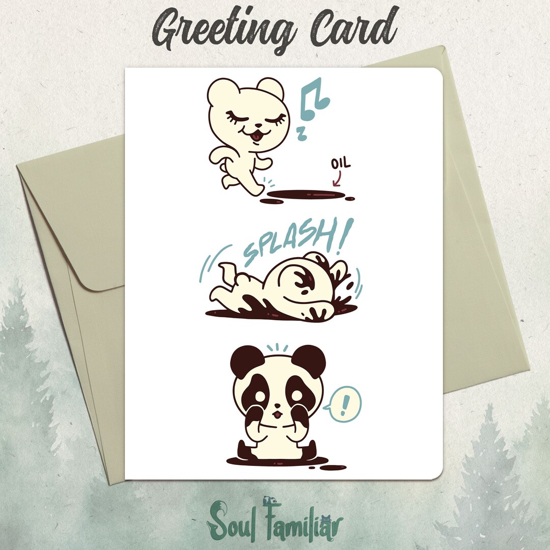 Panda Greeting Card Hand Drawn Panda Art Blank Inside - Etsy