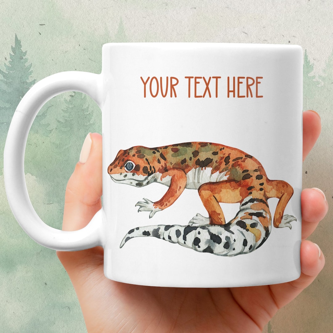 Leopard Gecko Mug - Personalized Ceramic Coffee Mug - Watercolor - Etsy