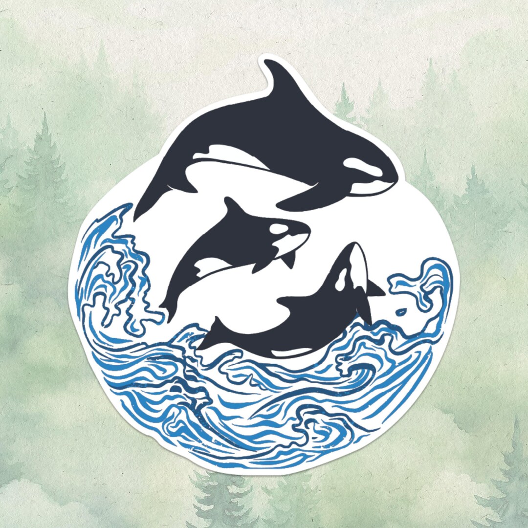 Waterproof Vinyl Orca Sticker, Cute Animal Lover Gift, Great Decal for ...
