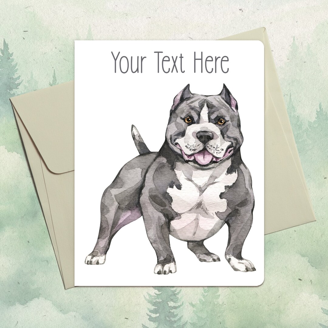 American Bully Card. Personalized Handmade Greeting Card. Dog Card and ...