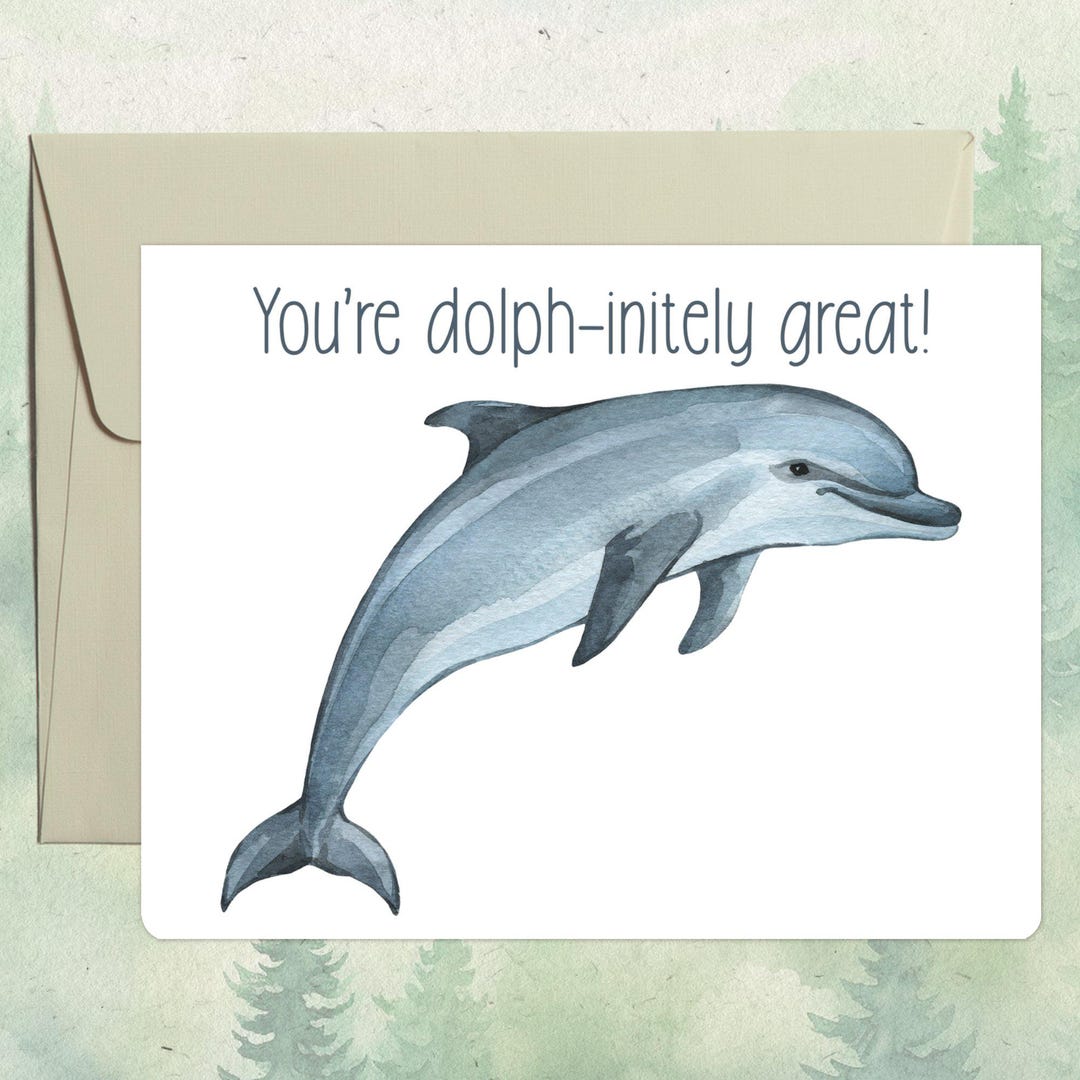 Custom Handmade Dolphin Card, Cute Animal Lover Gift, Personalized ...