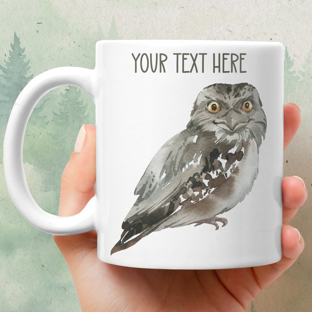 Tawny Frogmouth Mug Personalized Ceramic Coffee Mug Watercolor - Etsy